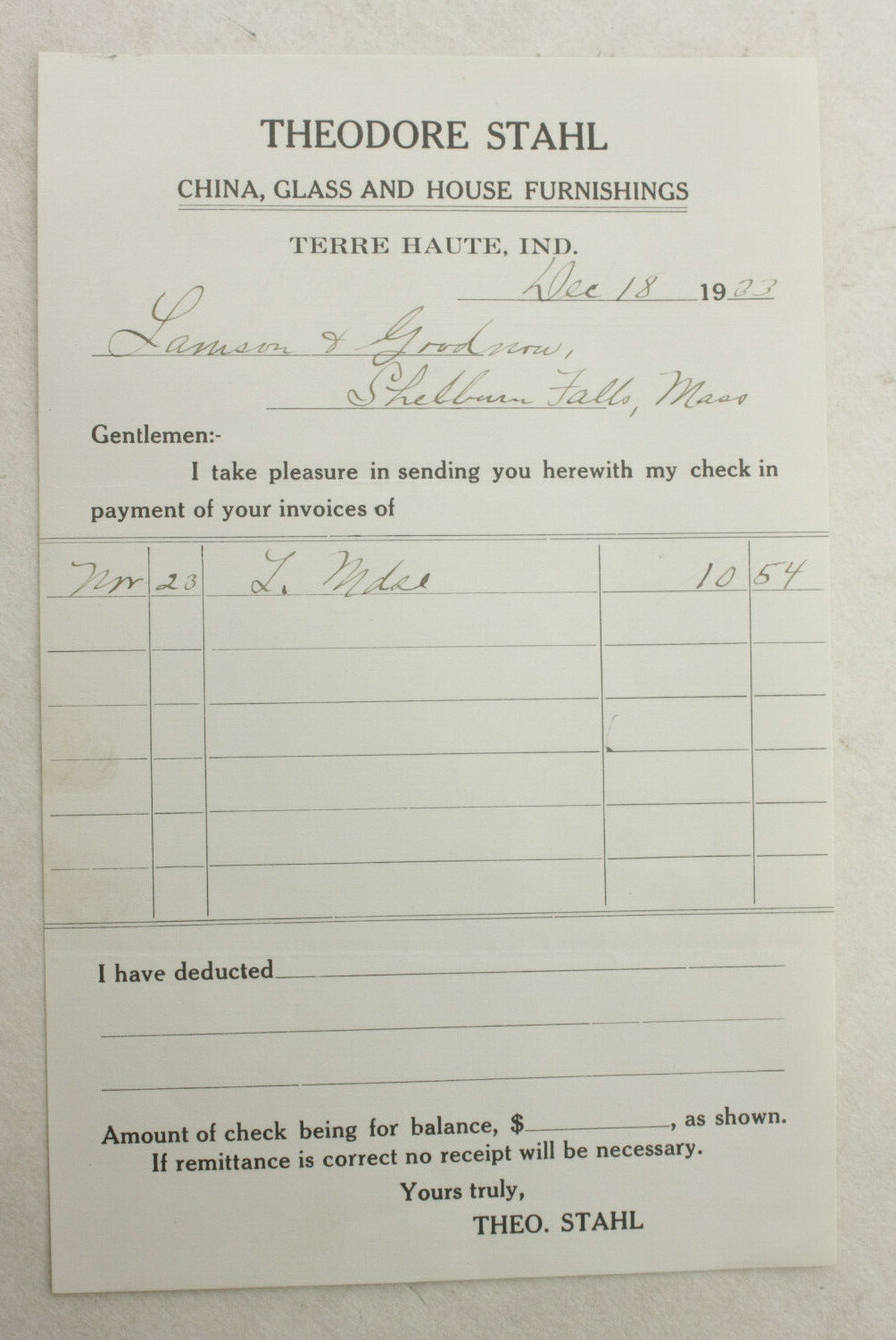 1933 Lamson Goodnow Theodore Stahl Glass House Terre Haute IN Ephemera ...