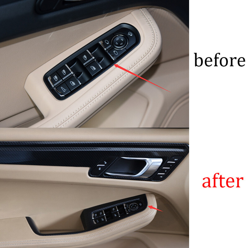For 2015-2021 Porsche Macan ABS Carbon Fiber Window Switch Button ...
