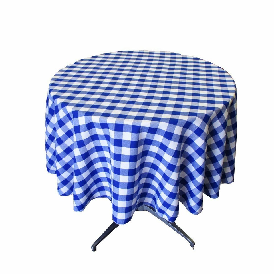 Round Checkered Tablecloth 30",36", 45", 54", 58" Restaurant, coffee ...