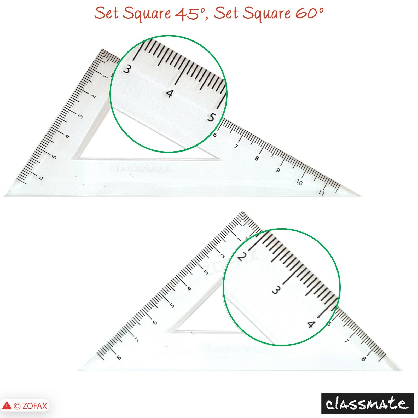 CLASSMATE – Maths Geometry School Set Square Protractor Ruler Compass ...