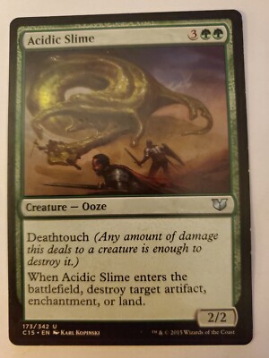 MTG Magic The Gathering Card Acidic Slime Creature Ooze Green Commander ...