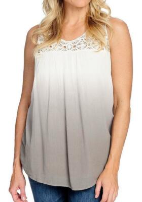 NEW - Indigo Thread Co.™ Woven Dip-Dye & Crochet Lace Round Neck Tank ...