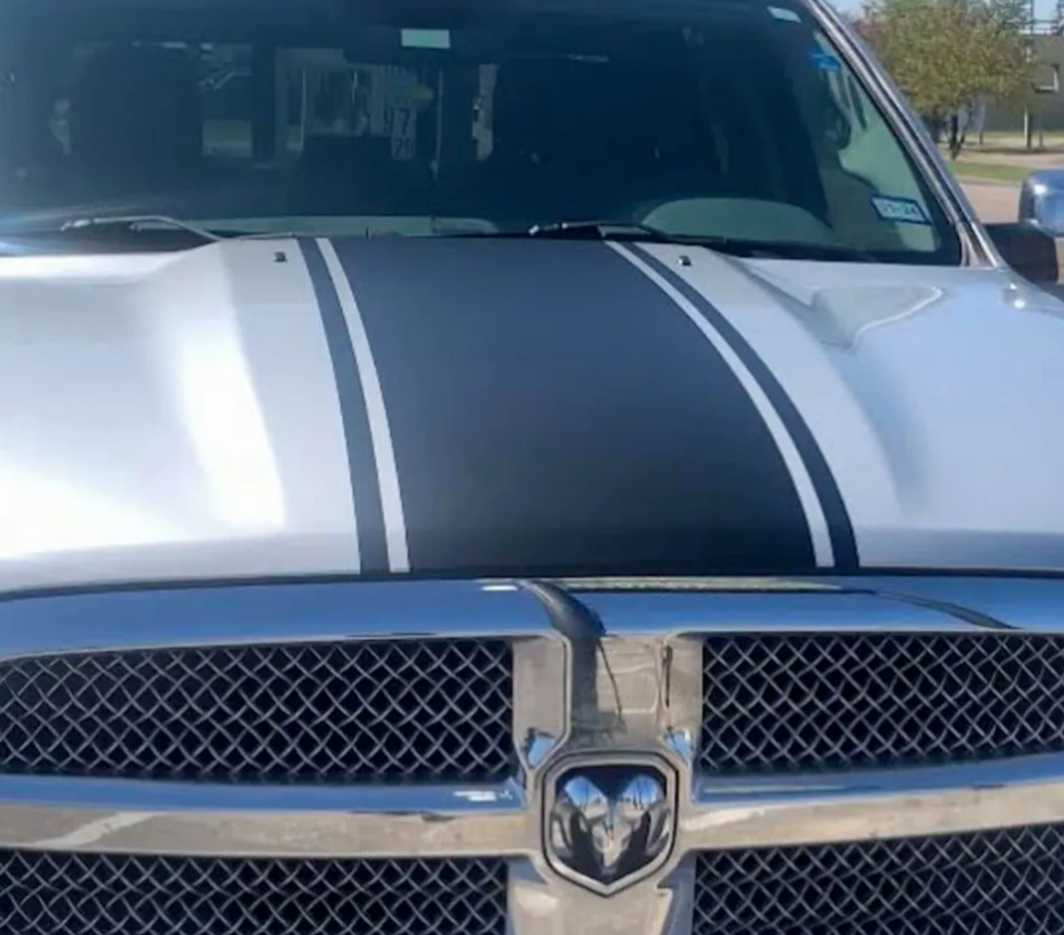 Fits Dodge Ram 1500 Vinyl Hood Stripe, Vinyl Hood Decal, Racing Sticker ...