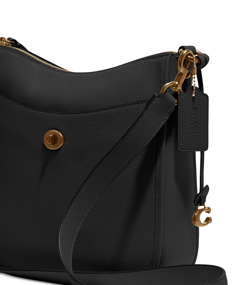 Coach Chaise Polished Black Pebbled Leather Medium Crossbody Bag C8483 ...