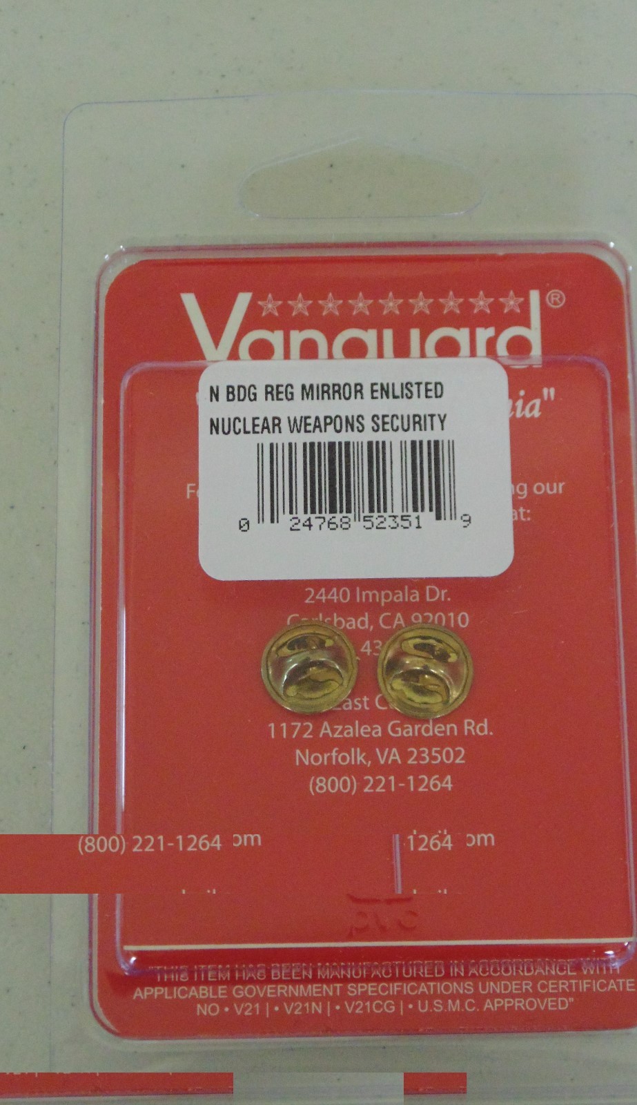 USN US NAVY SHIP SHORE NUCLEAR WEAPONS SECURITY FULL SIZE QUALIFICATION ...