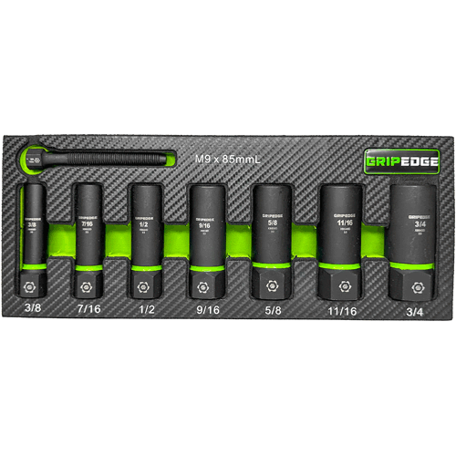 Grip Edge Tools GTXBS7DS 7pc 3/8"dr SAE RPT Deep Socket Extractor Set w ...