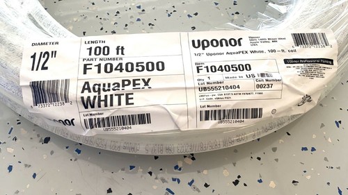 Uponor Wirsbo F1040500 AquaPEX White Tubing 100 Ft Coil (PEXa) Plumbing ...