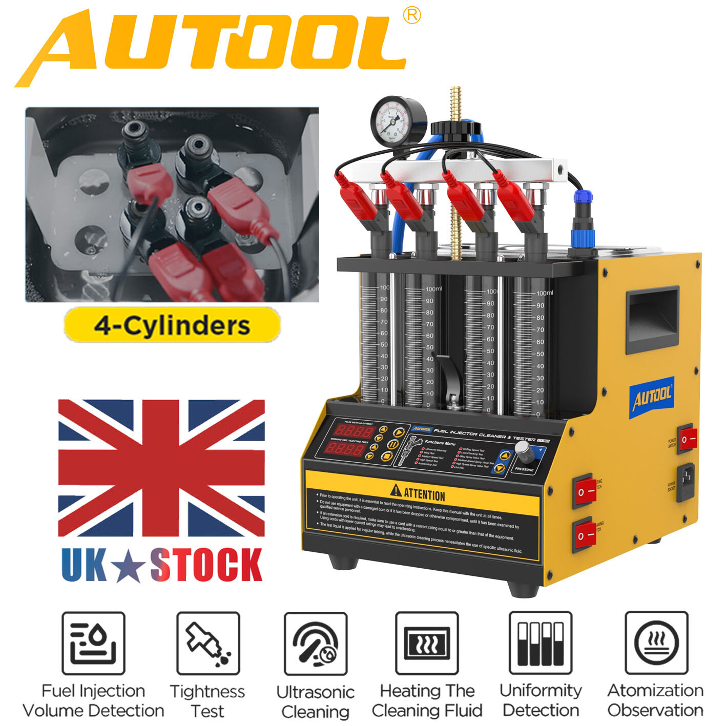 AUTOOL Petrol Fuel Injector Cleaner Tester Car Motor Ultrasonic ...