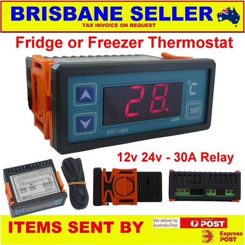 DIGITAL FRIDGE THERMOSTAT CONTROLLER 12V 24v 30A RELAY AUSTRALIAN ...