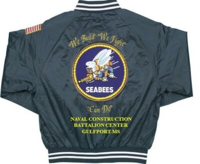 SEABEES NAVAL CONSTRUCTION BATTALION GULFPORT-MS 2-SIDED SATIN JACKET ...