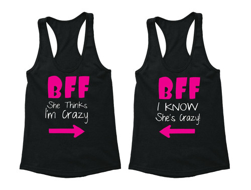 2 FOR 1 SALE: BFF I'm Crazy she's crazy Matching Couple Tanks Cotton ...