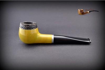 HAND MADE WOODEN TOBACCO SMOKING PIPE no 43 Rustic Yellow Straight ...