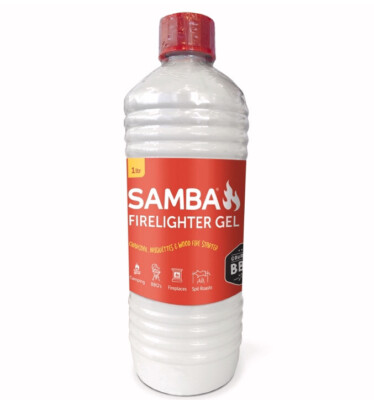 SAMBA Firelighter Gel 1L Safe Charcoal BBQ Fire Starter Non Spill ...