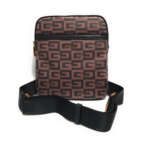 GUESS HMESCGP2358 tracolla pelle uomo logato marrone 7617076116578 | eBay