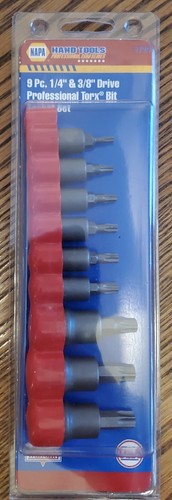 NEW!! 9pc 1/4 & 3/8" DRIVE TORX BIT SOCKET SET BY NAPA TOOLS, USA !! | eBay