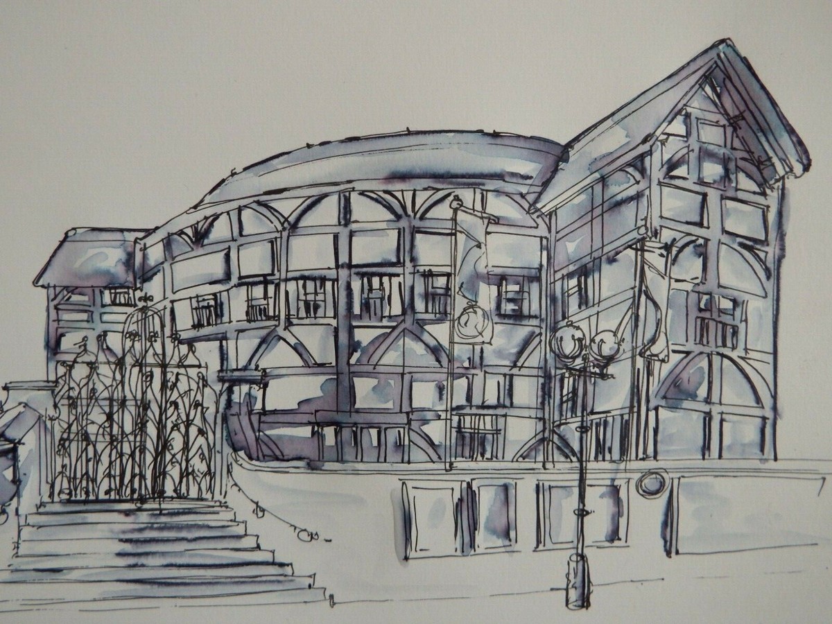 Shakespeare Globe Theatre Drawing Shakespeare's The Globe, London,
