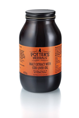 Potters Malt Extract & Cod Liver Oil & Honey & Butterscotch 650g-2 Pack ...