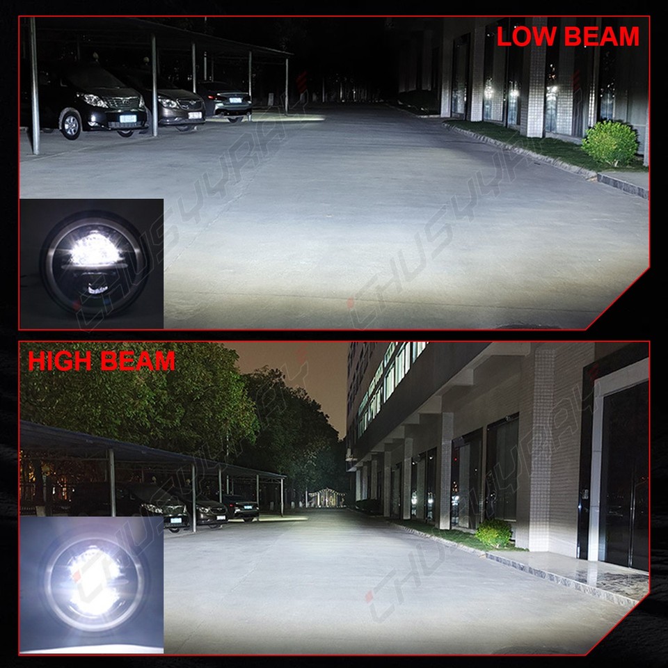 Pair 7" Inch Round LED Headlights Halo DRL Fit Ford F1 1948 1949 1950 ...