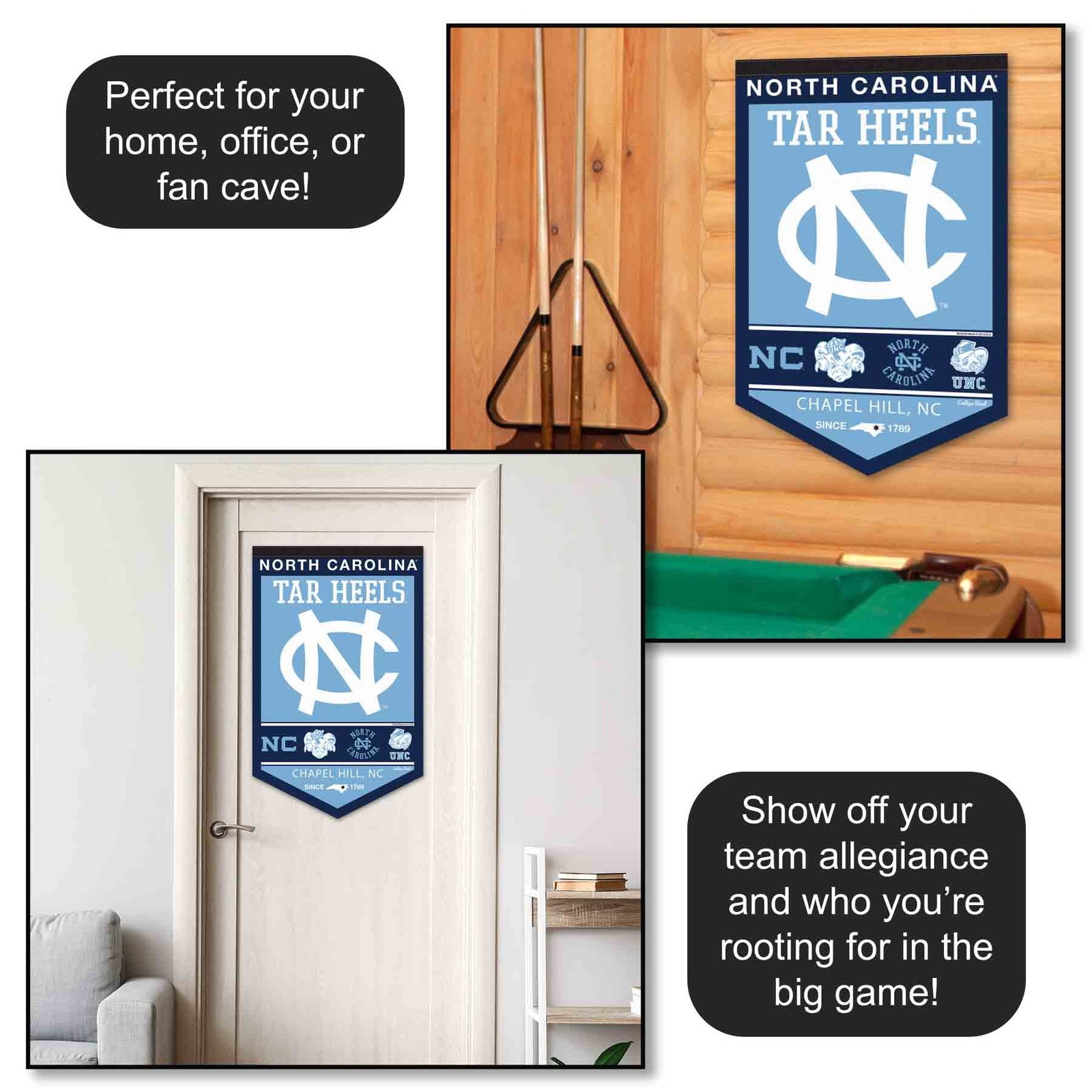 UNC Tar Heels Heritage Logo History Banner Pennant | eBay