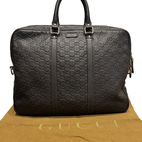 Guccissima Briefcase Business Bag Leather BLack Authentic | eBay