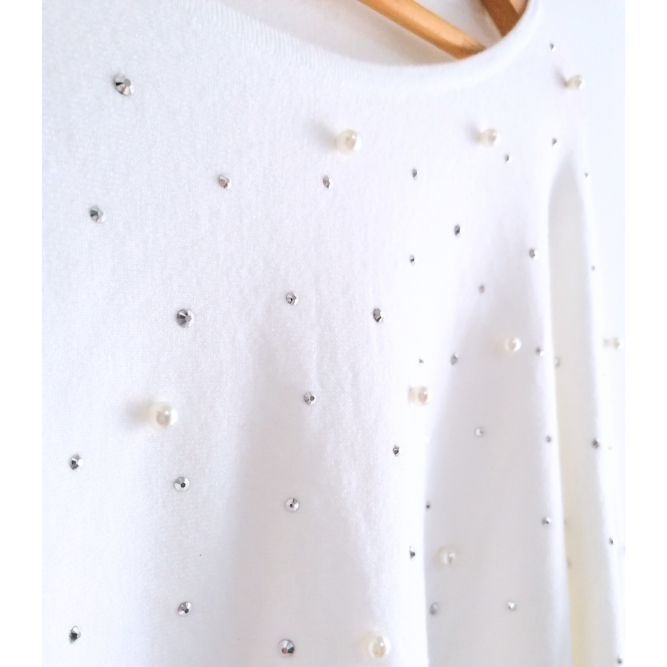 Frank Usher QVC Ivory Pearl Diamante Stud Jumper Size Small / Medium ...