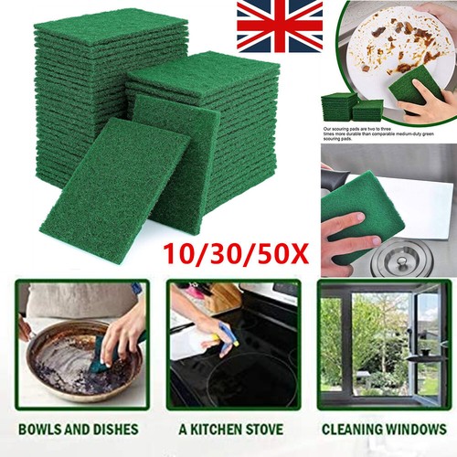 Multipurpose Green Scouring Pads Heavy Duty Cleaning Reusable Scrubbing ...