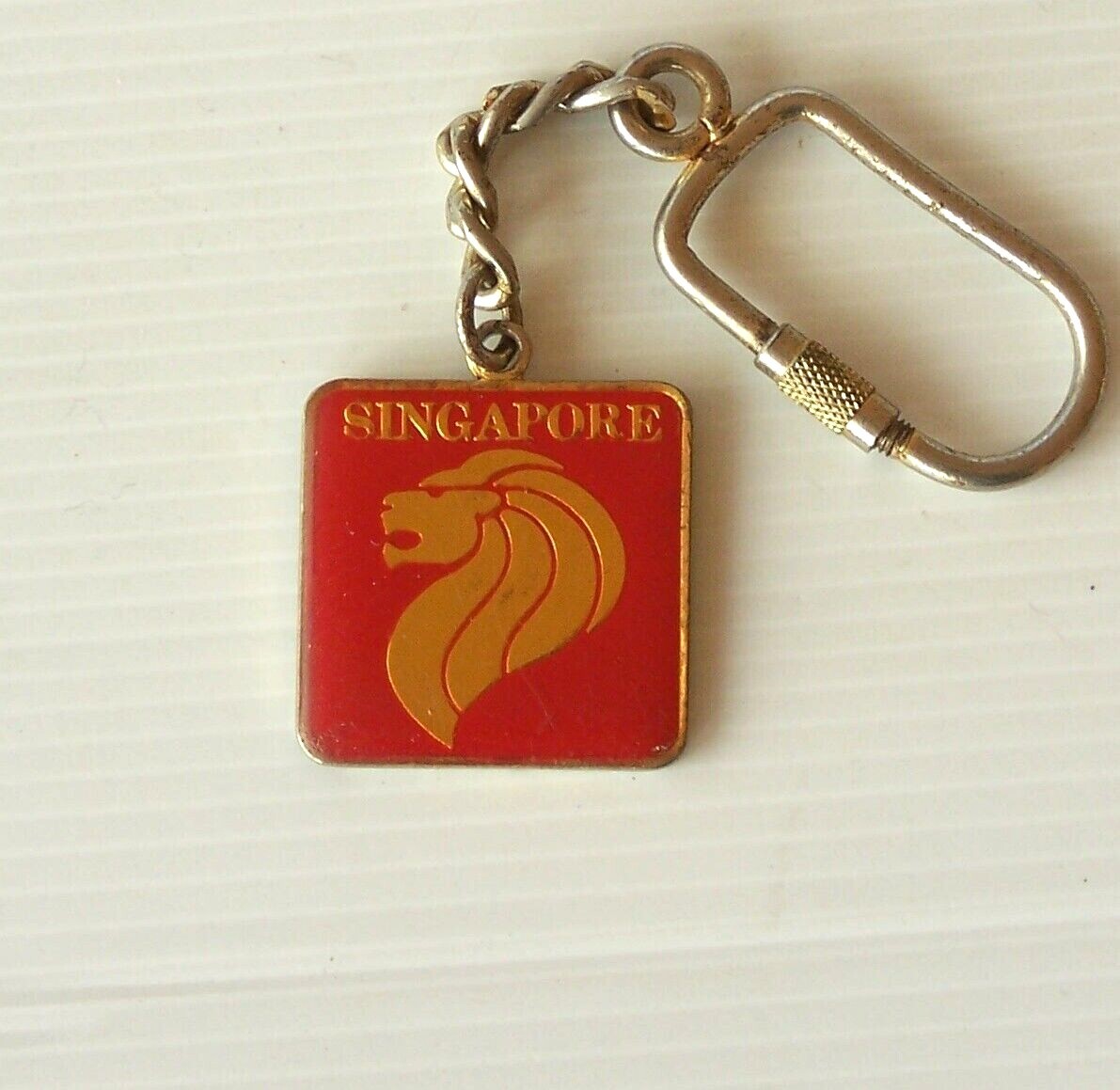 VINTAGE SINGAPORE TRAVEL SOUVENIR THE MERLION PROMO KEY CHAIN KEYRING ...