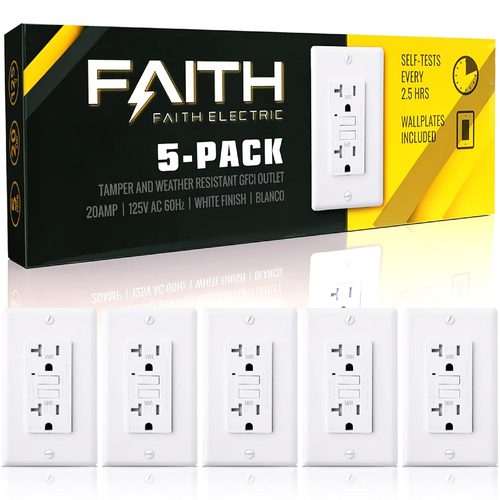 [5-Pack] 20A Outdoor GFCI Outlets, ETL Listed, Weather and Tamper ...