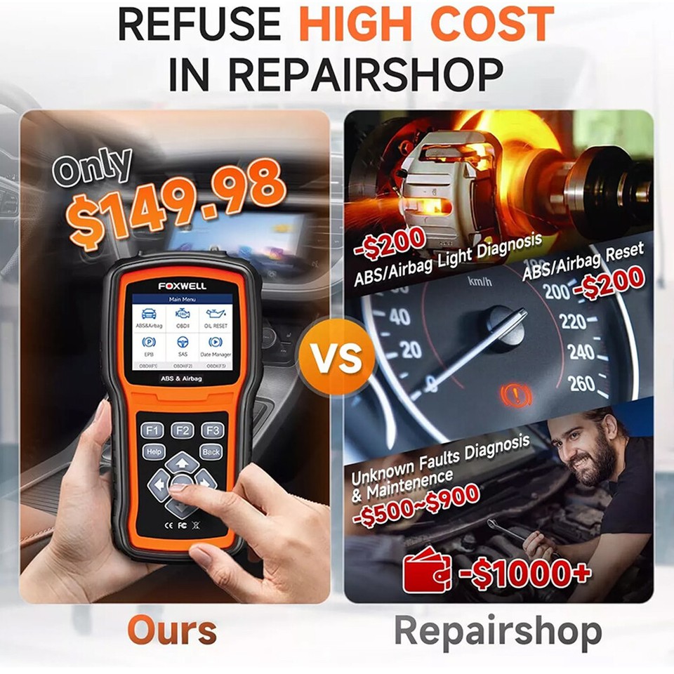 FOXWELL OBD2 Bidirectional ABS SRS Scanner Bleeding Brake Diagnostic ...