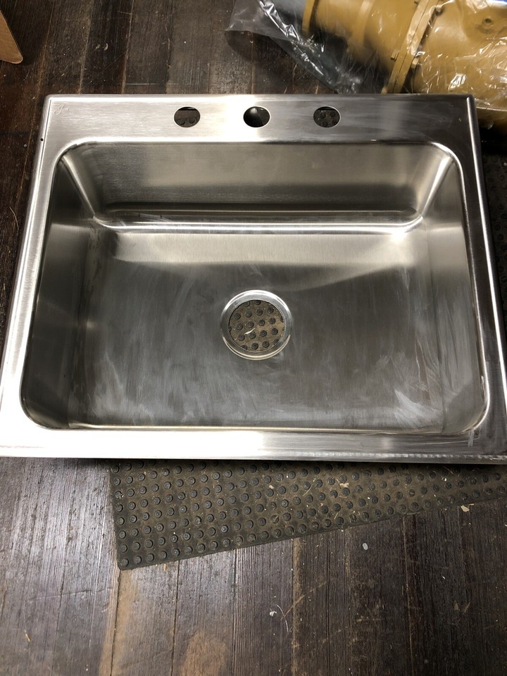 JUST MANUFACTURING SL-2125-A-GR-3 Drop-In Sink, 3 Hole, GAR1113-F100 ...