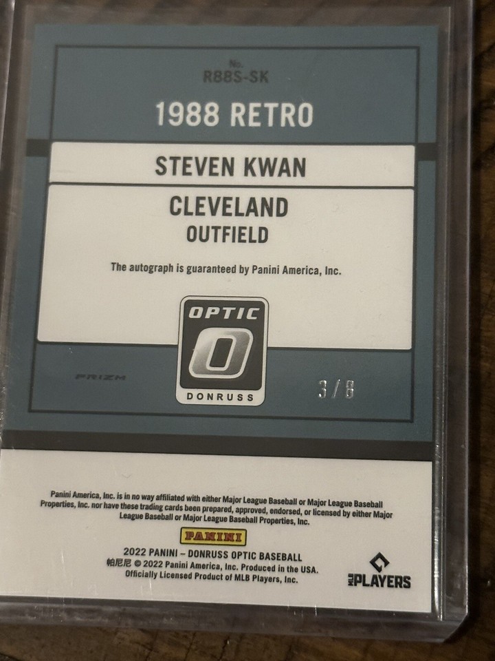 2022 Donruss Optic Steven Kwan Rookie Auto /8 1988 Retro Autograph ...