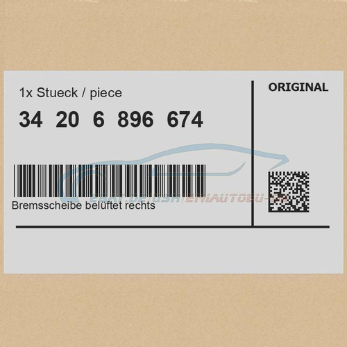 Original BMW 34206896674 - Bremsscheibe belüftet rechts | eBay