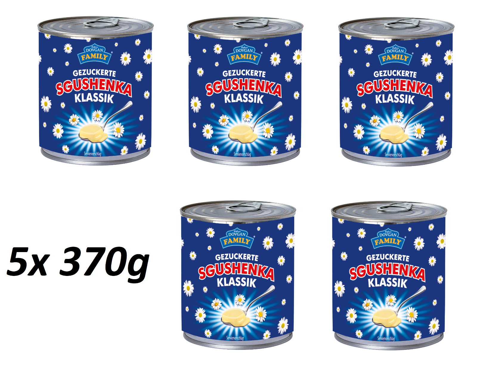 5x370 g DOVGAN "sgushenka" Gezuckertes Molkenerzeugnis Сгущенное молоко ...