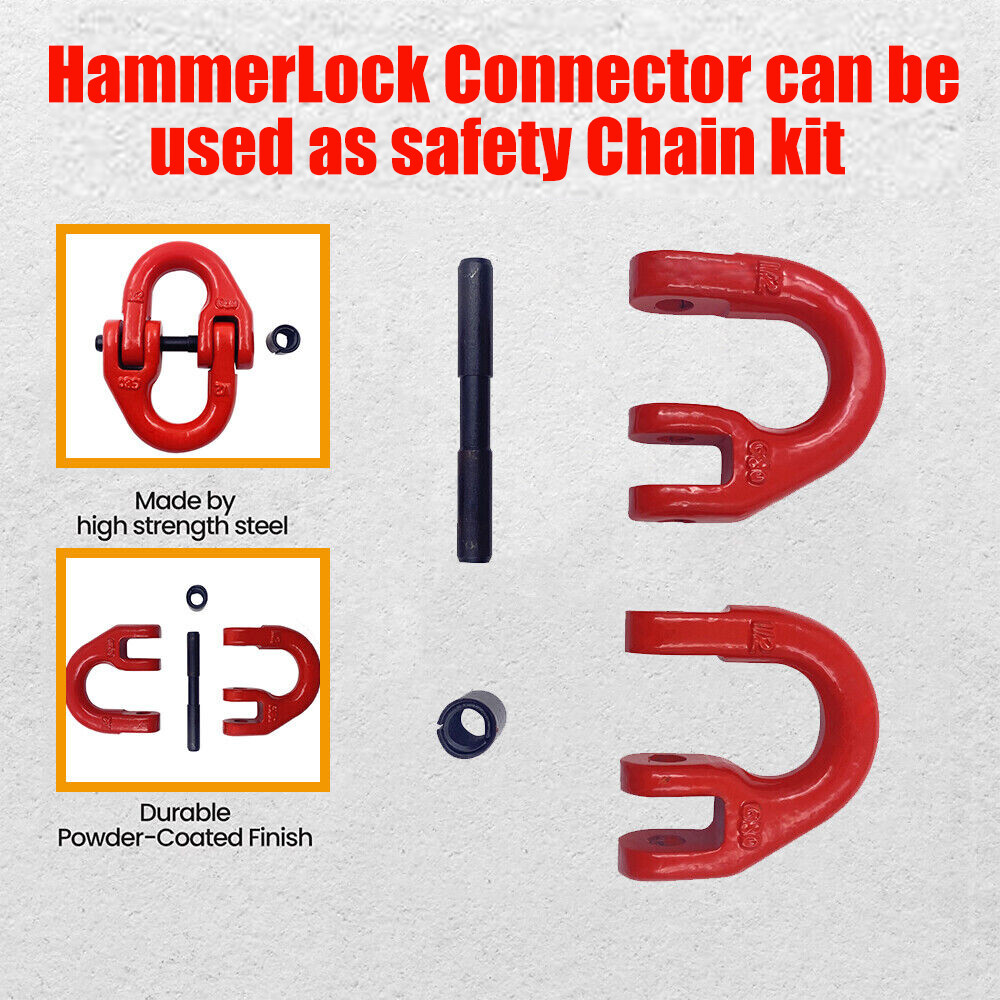 2x 7/8mm 2.0Ton Grade 80 HammerLock Chain Connector Link 4X4 Joiner 4WD ...