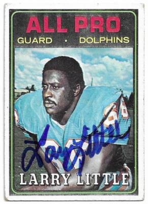 LARRY LITTLE Autographed Signed 1974 Topps Football card #123 Miami ...