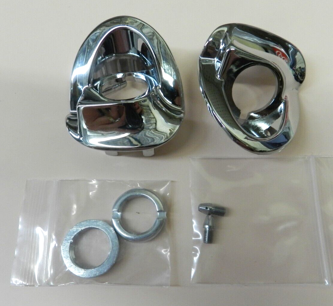 55 56 1955 1956 Chevy Windshield Wiper Chrome Escutcheon Bezels Nuts ...