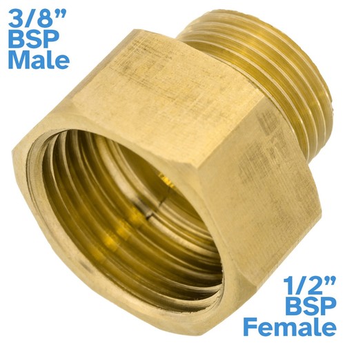 Brass 1/2" BSP Female To 3/8" BSP Male Pipe Reducer Threaded Adapter ...