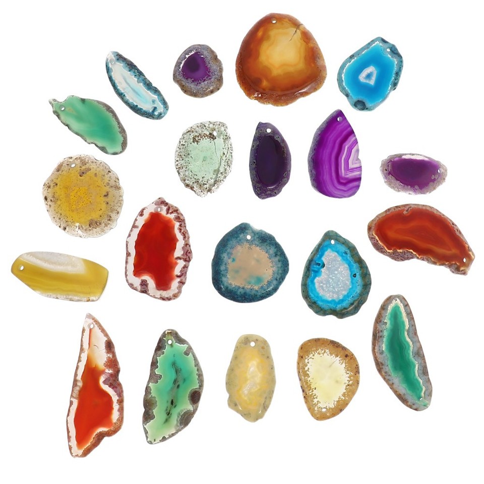 20 Pcs Small Agate Slice Sliced Agates Slices with Pre Drilled Holes ...