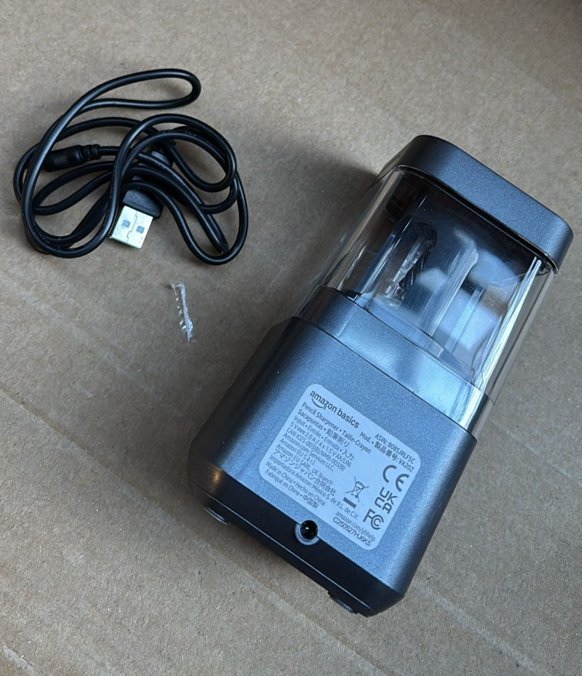 Amazon Basics Portable Electric Pencil Sharpener, Helical Blade, Auto ...