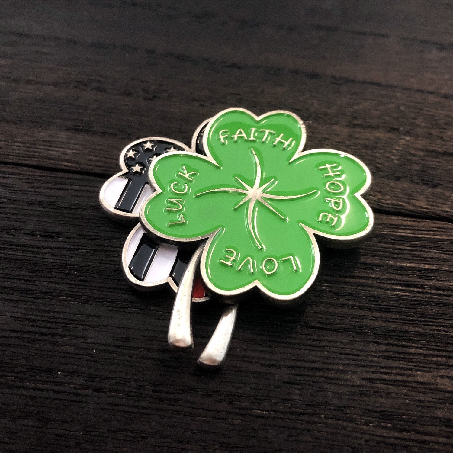 Firefighter A Thin Red Line Challenge Coin Four Leaf Clover Best Wishes ...