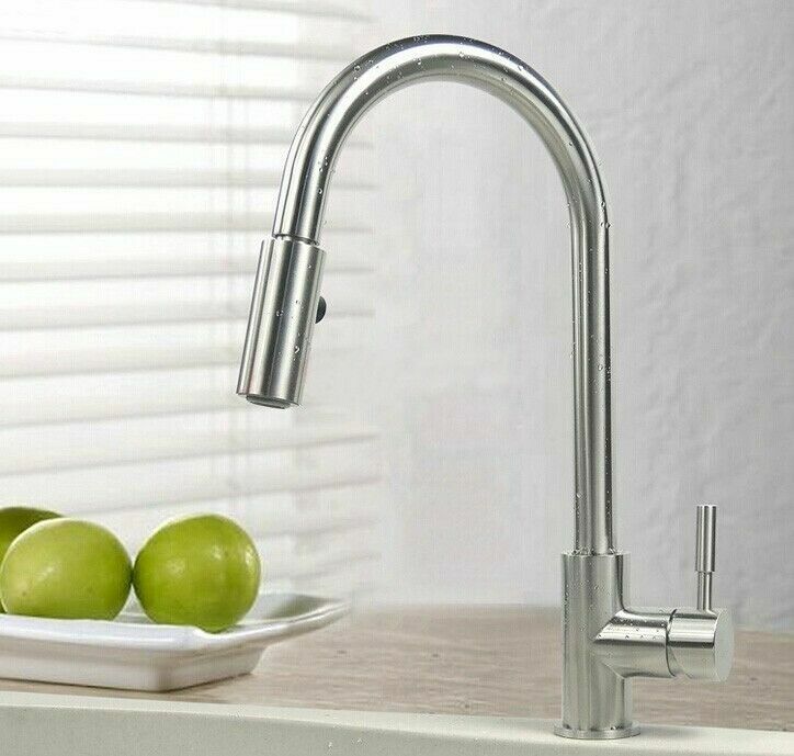 Brass Gold solid stainless steel kitchen mixer pull out spray function ...