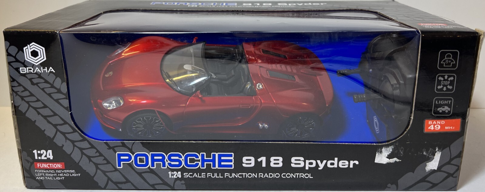 BRAHA Porsche 918 Spyder (1:24 Scale) Radio Control RC Car Band 49 MHz ...