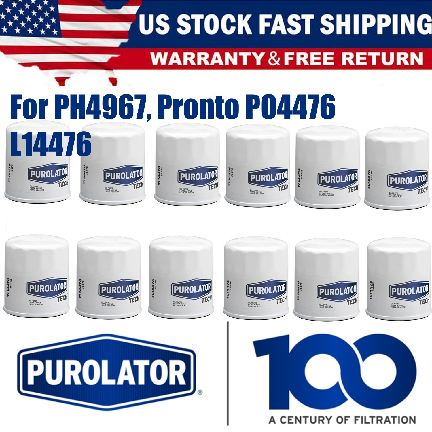 For Fram PH4967, Pronto PO4476 - L14476 - Wix 51394 POF4476 SET OF 12 ...