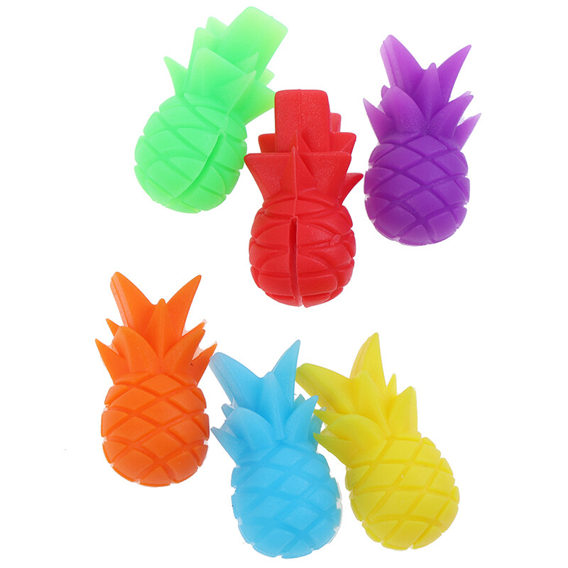 6PCS Silicone Wine Glass Marker pineapple Design Drink Charms Label ...