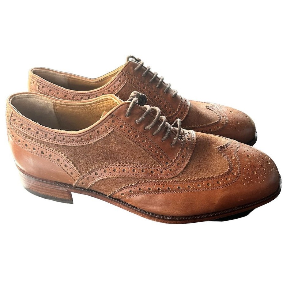 Florsheim Marlton Men's Wingtip Dress Shoes Brown Leather & Suede Size ...