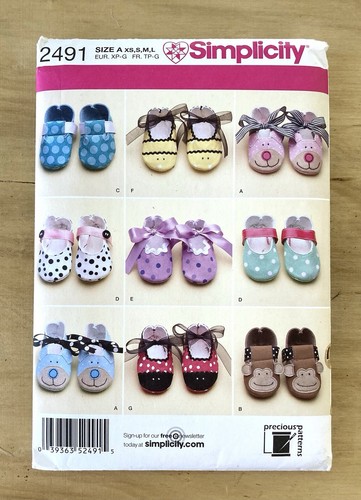 Simplicity 2491 Baby Shoe Pattern Size XS-L Uncut | eBay