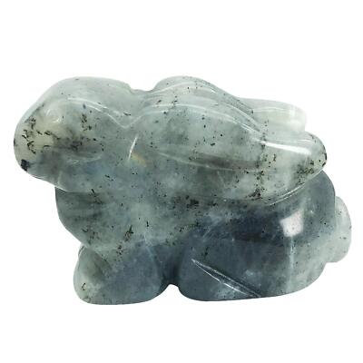 2" Natural Moonstone Sitting Rabbit Statue Hand Carved Animal Figurine ...