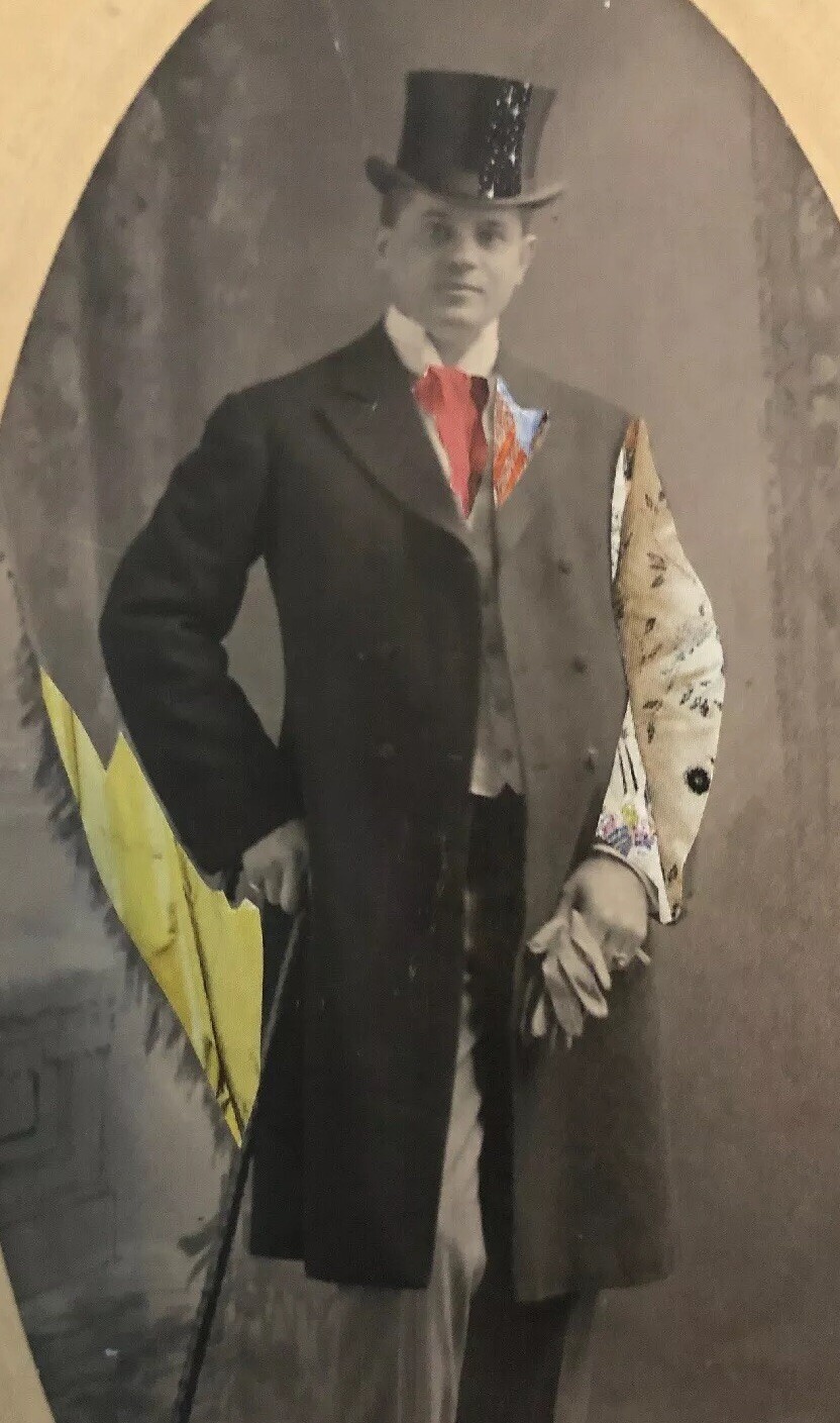 Antique Photo Dapper Dude Top Hat Cane Unusual Colored Altered Art | eBay