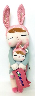 2 Count MeToo Bunny Girl 13" Plush Doll & 6" Matching Baby Age 0 Months ...