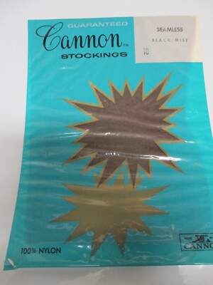 1PR VINTAGE CANNON RHT SHEER FLAT KNIT NYLON STOCKINGS SIZE 10 MED 33 ...